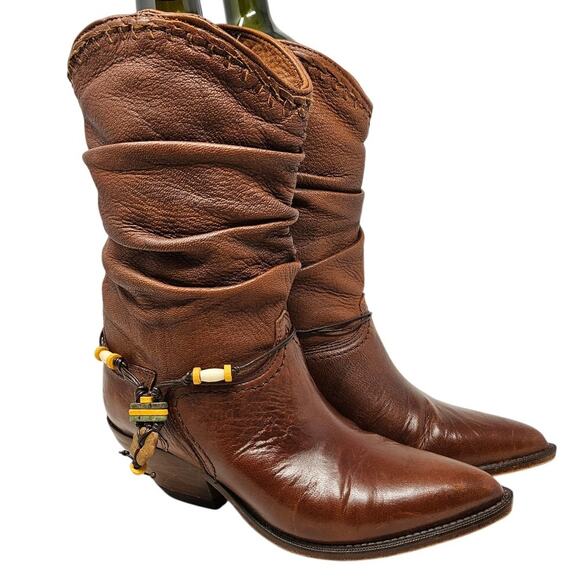 Zodiac | Shoes | Vintage 9s Zodiac 65 Brown Leather Slouchy Cowgirl ...